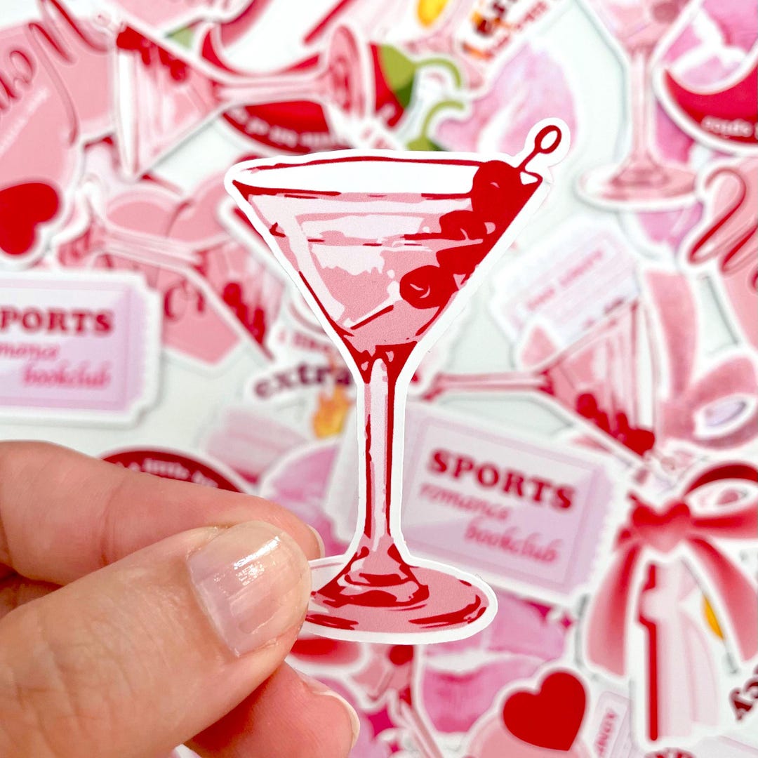 Cocktail Pink Cottage Core Girly Bookish Sticker Red Cocktail Decor ...