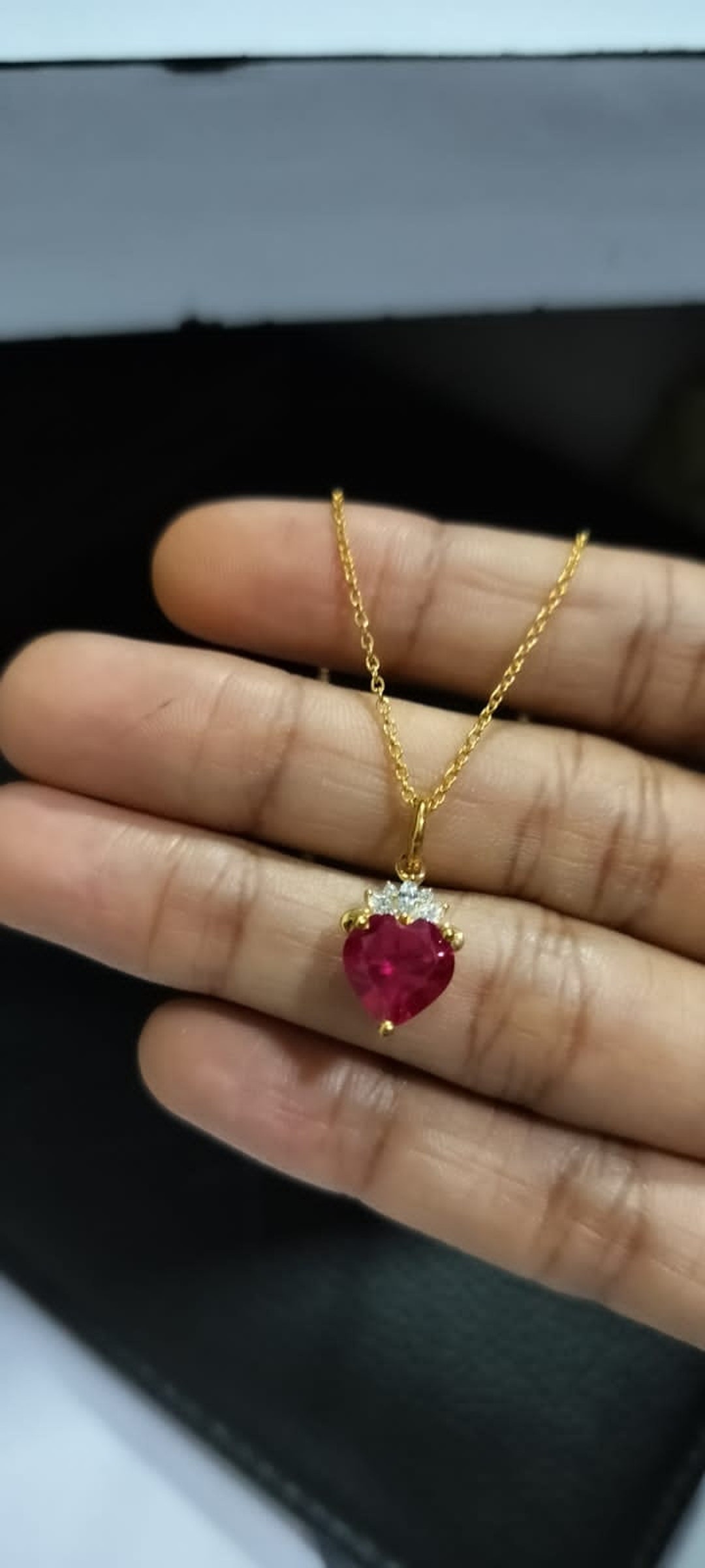 Ruby Heart Pendent 1.50ct Heart Cut Lab Created Ruby Women's Pendent ...