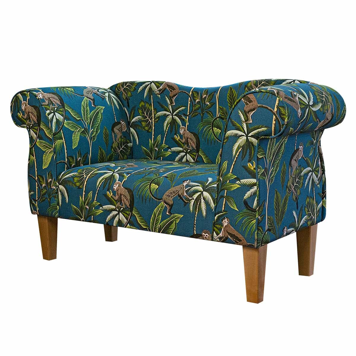 Tropical Monkey Teal Chaise Sofa Handmade Botanical Funky - Etsy UK