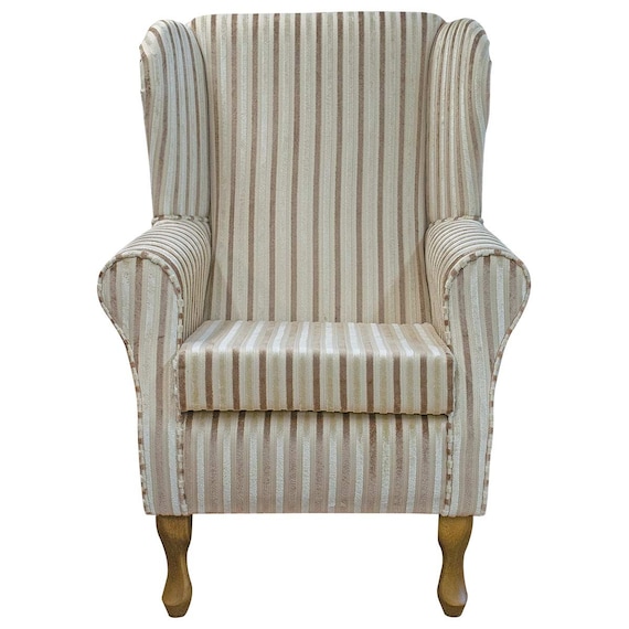 Striped wingback armchair store
