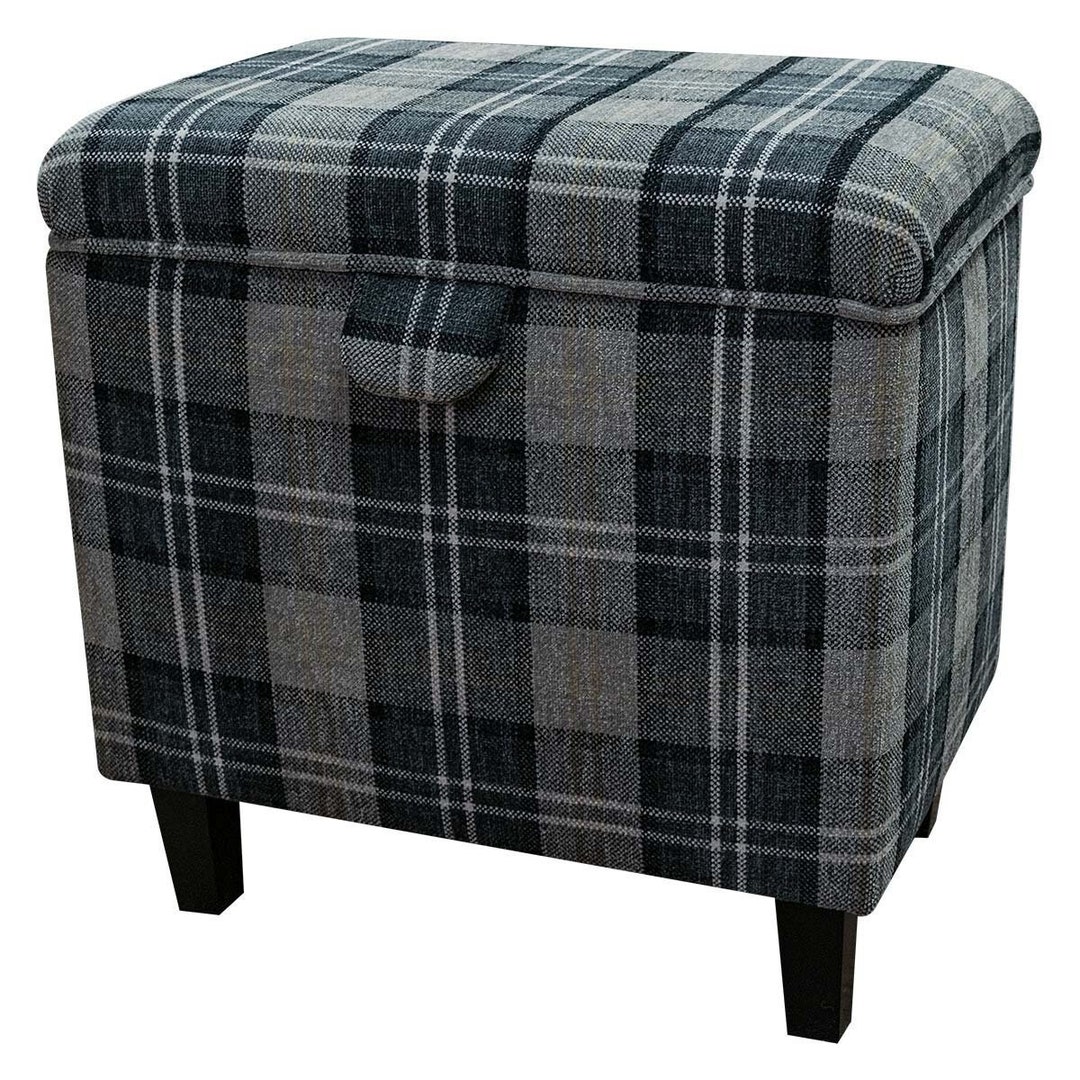 Tall Granite Tartan Storage Ottoman Footstool Luxury - Etsy