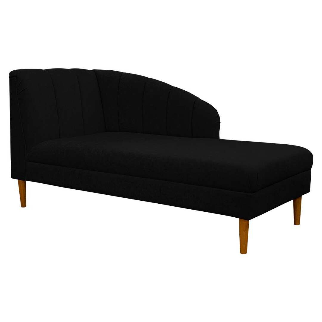 Black Soft Seashell Chaise Longue Daybed Fluted Upholstered Luxury Sofa ...