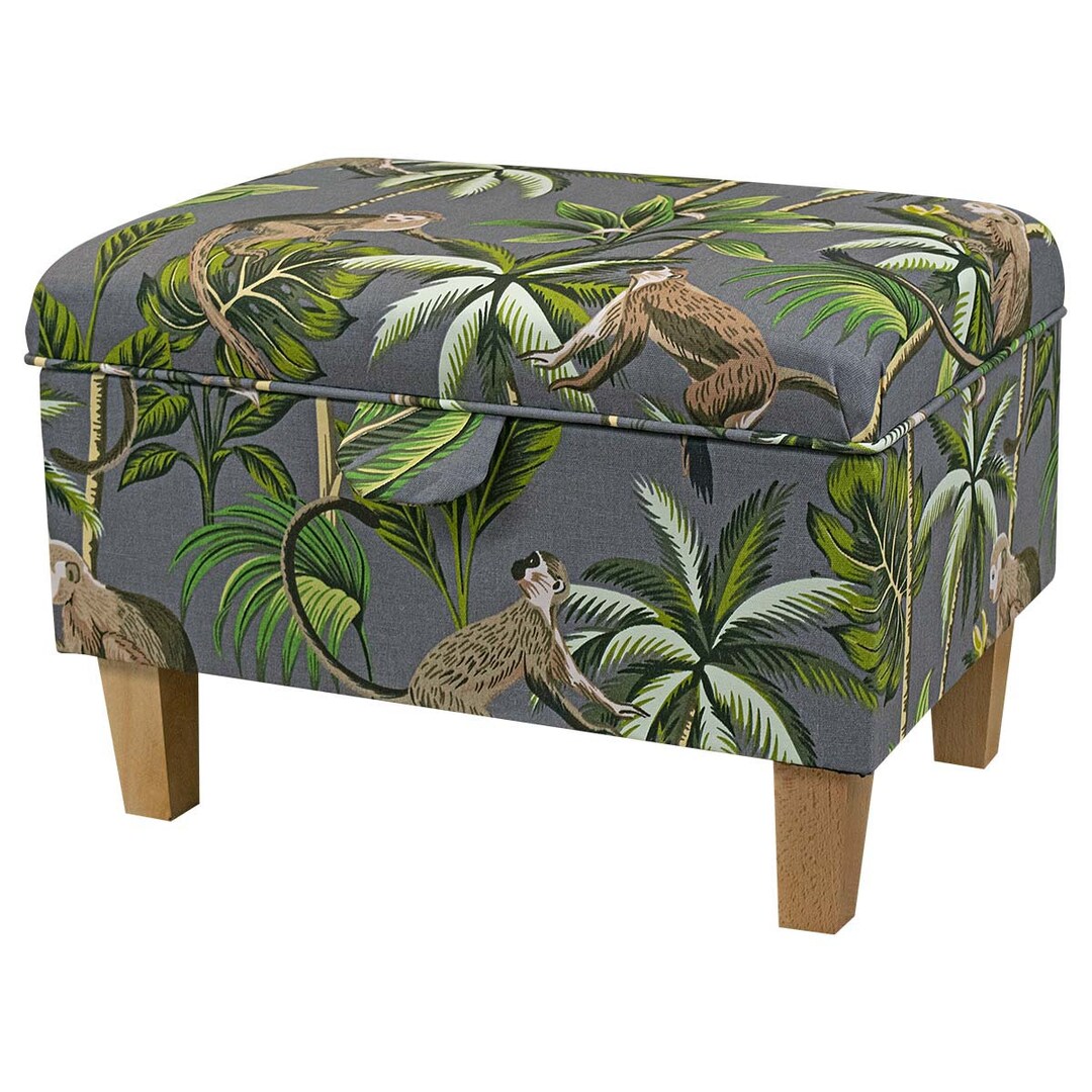 Grey Monkey Tropical Storage Ottoman Footstool | Botanical Funky Luxury ...