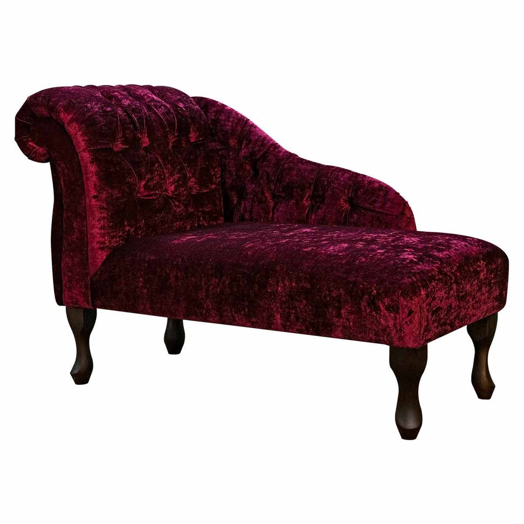 Wine Red Crush Mini Buttoned Chaise Longue Handmade Luxury Accent Sofa ...