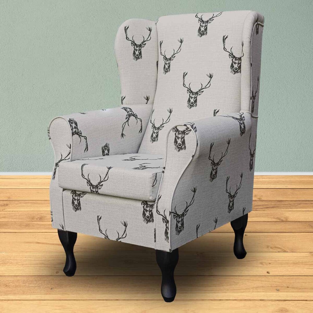 Stag Deer Fireside Wingback Armchair | Handmade Animal Cottage Luxury ...