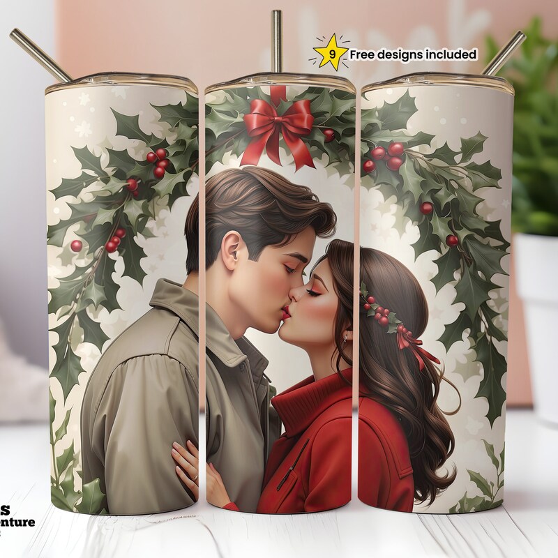 Mistletoe Holly Glasses - Etsy