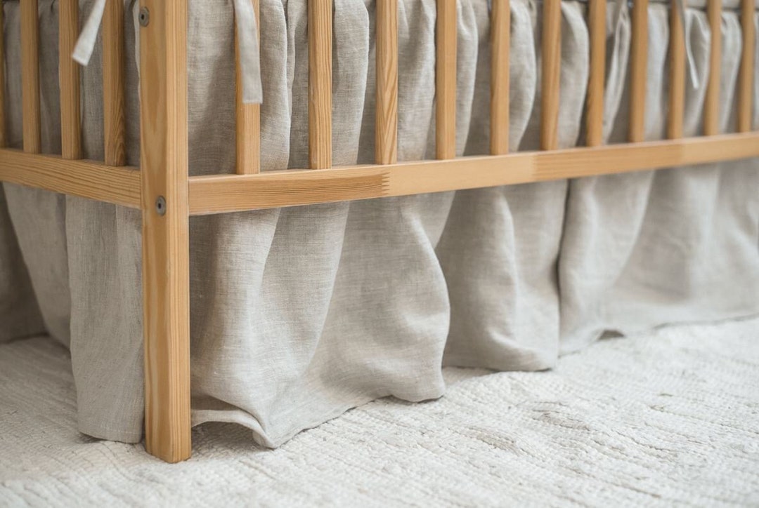 Handmade Linen Crib Skirt: Elegant Minimalist Nursery Decor - Etsy