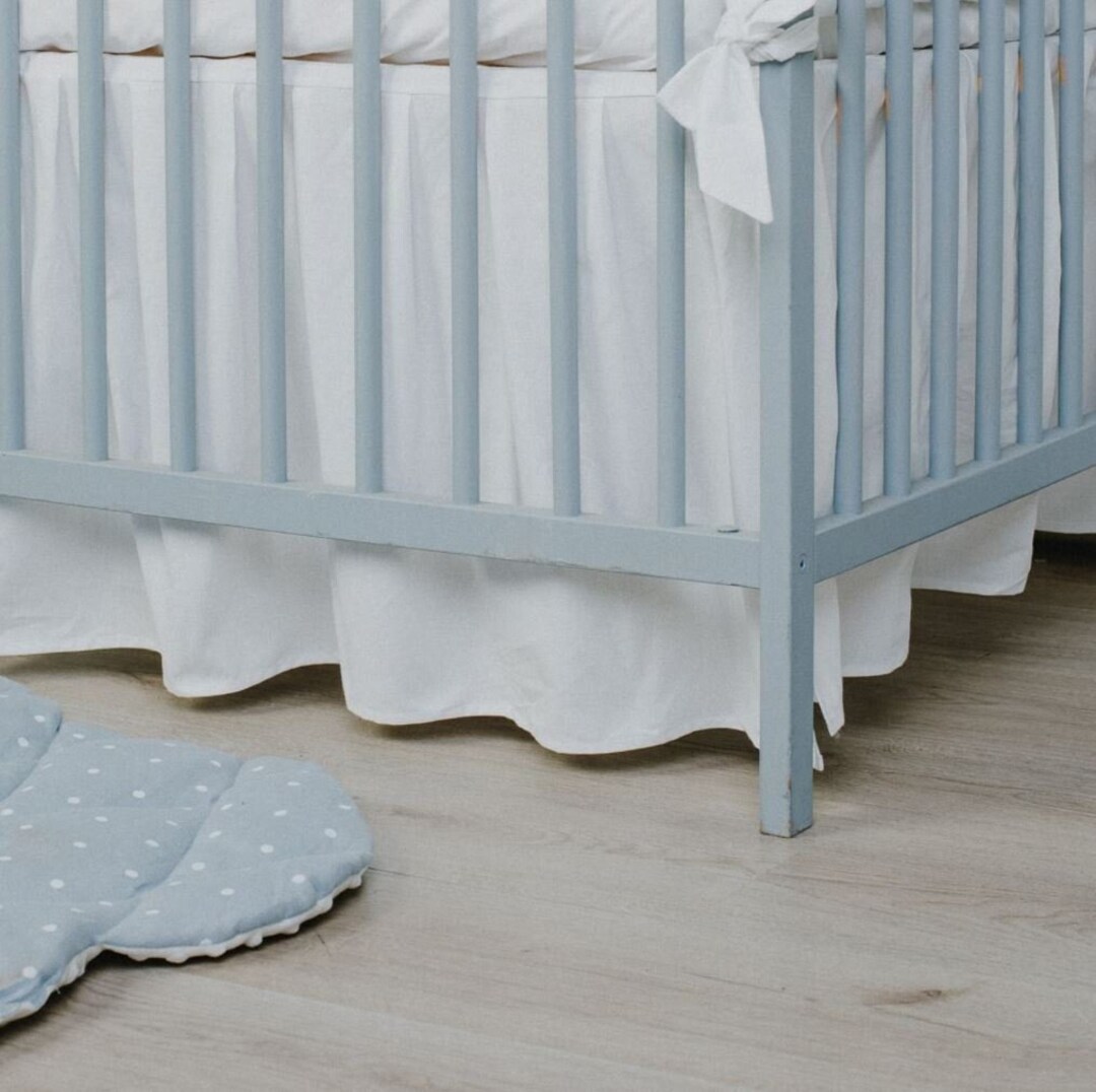 Handmade White Cotton Crib Skirt: Elegant Minimalist Nursery Decor - Etsy