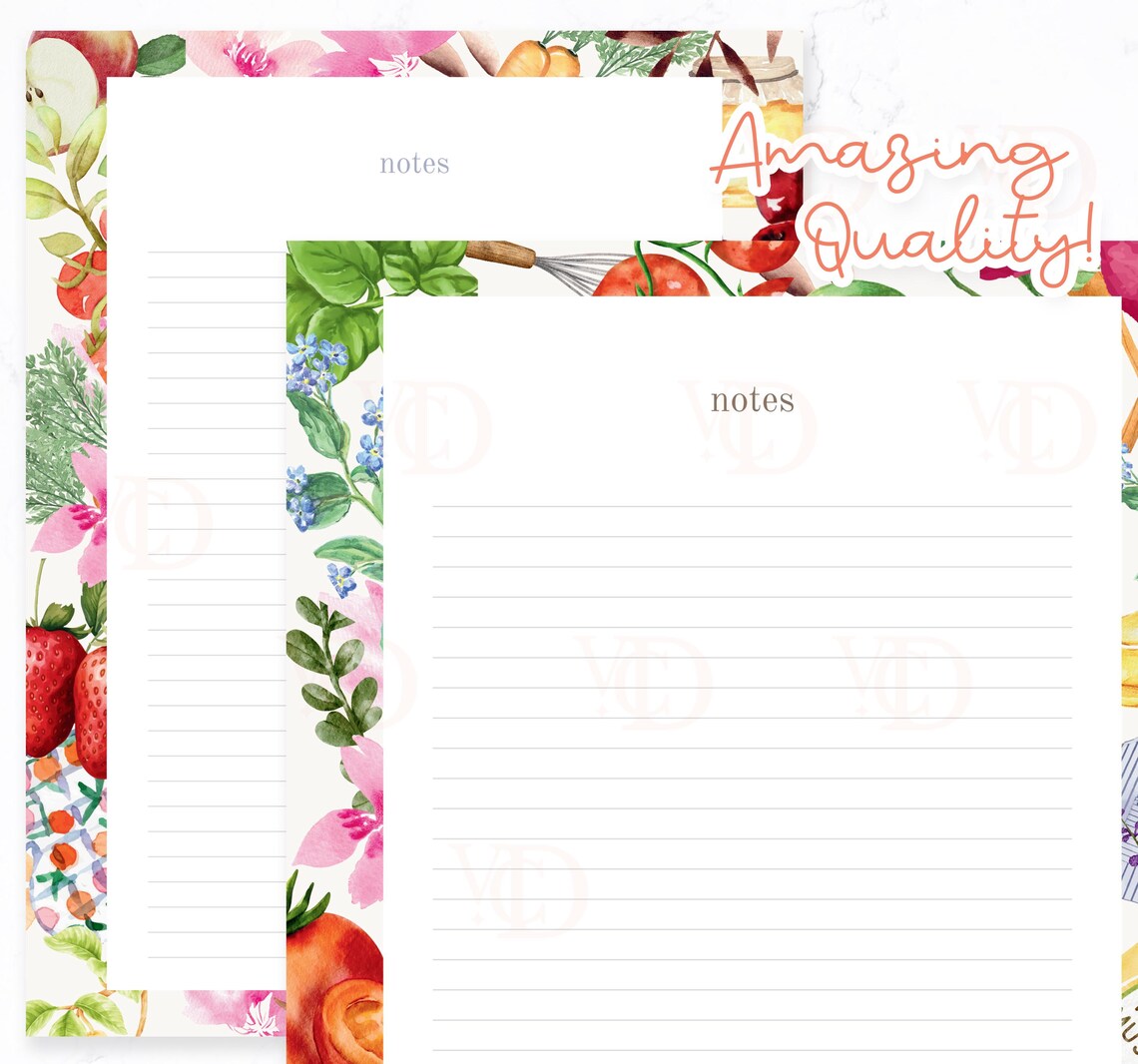 Digital Printable Garden Themed Notepad | Rustic Floral Notes | Floral ...