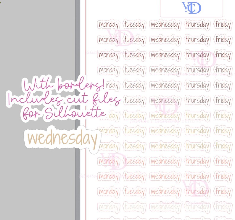 Printable Lowercase Days of the Week Stickers | Weekly Digital Planner ...
