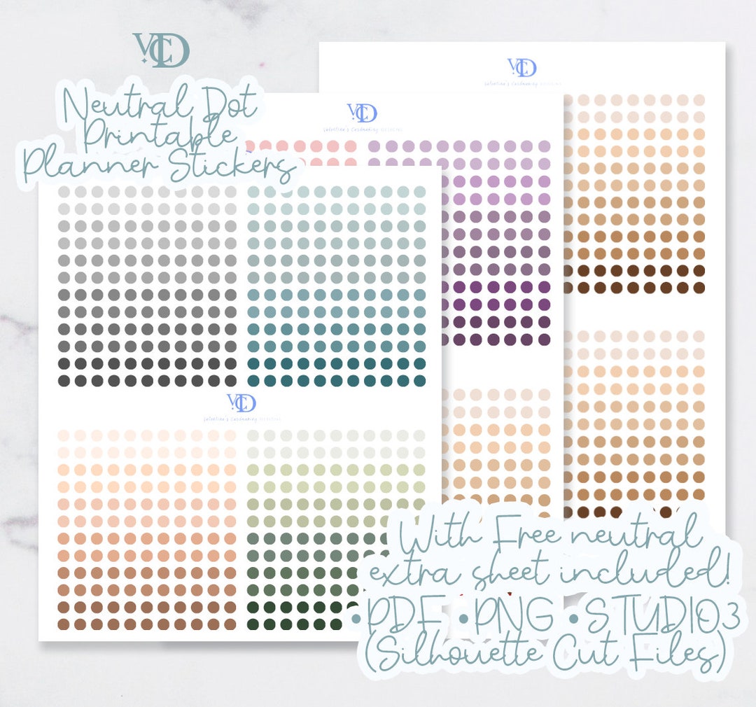 Neutral Dot Printable Planner Stickers - Digital Dots Planner Stickers ...