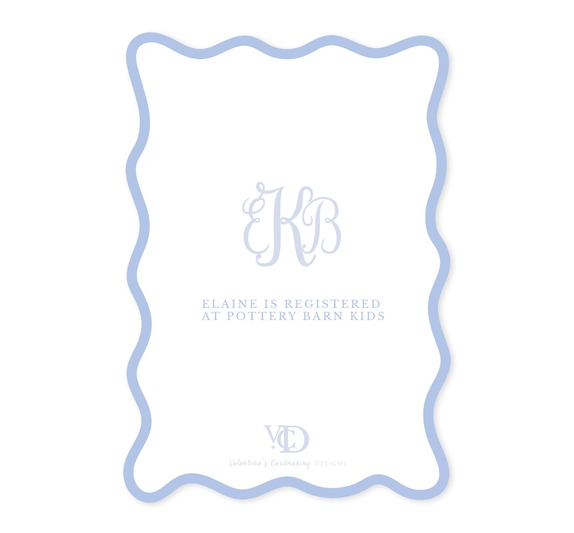 Printable Baby Shower Crest Monogram Invitation Wavy Border Cut File - Etsy