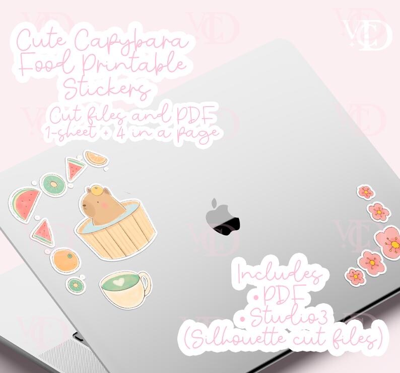 Cute Capybara Food Printable Stickers - Planner Stickers - Digital ...