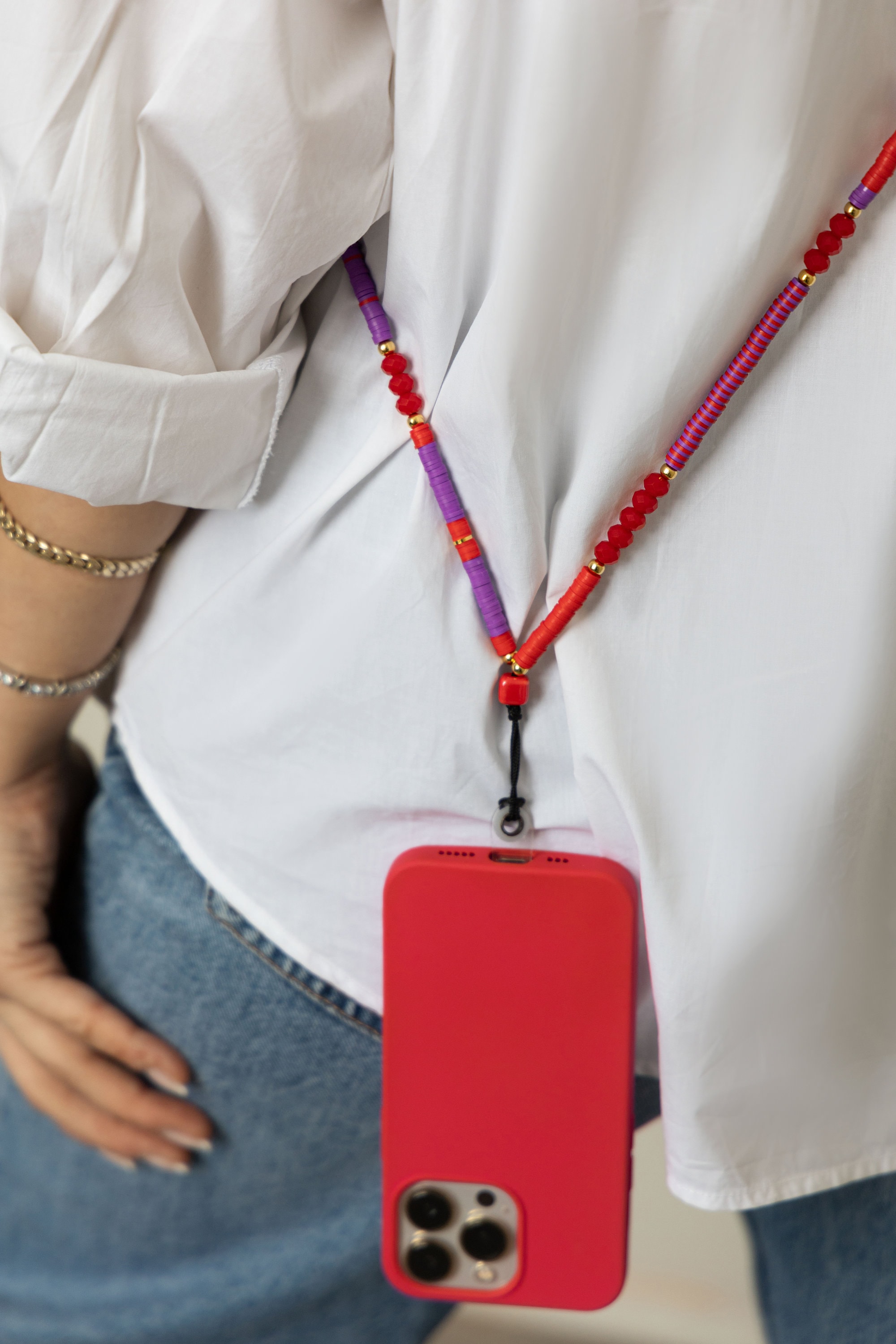 Beaded Crossbody Phone Strap / iPhone Case With Long Strap / Handmade ...