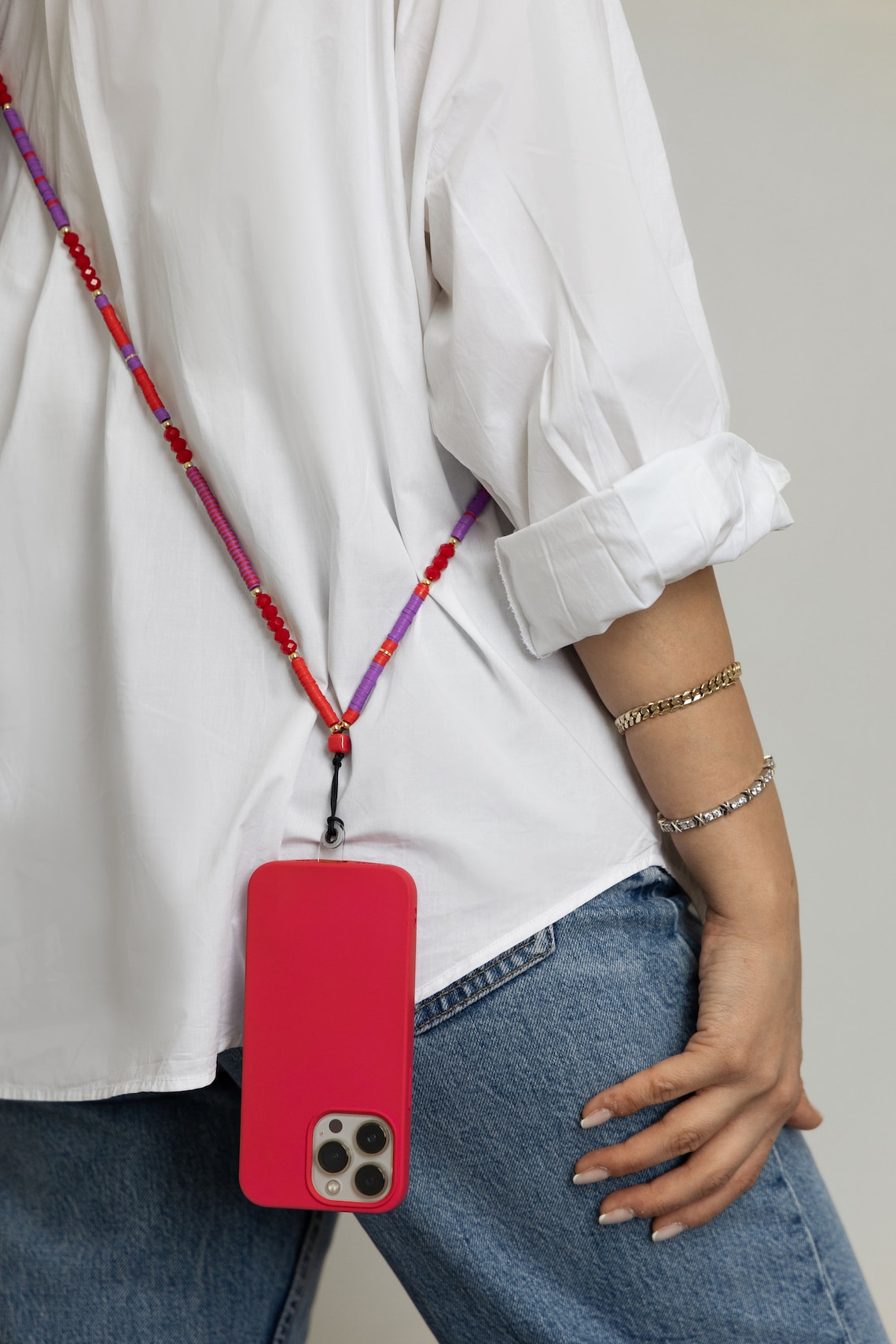 Beaded Crossbody Phone Strap / iPhone Case With Long Strap / Handmade ...