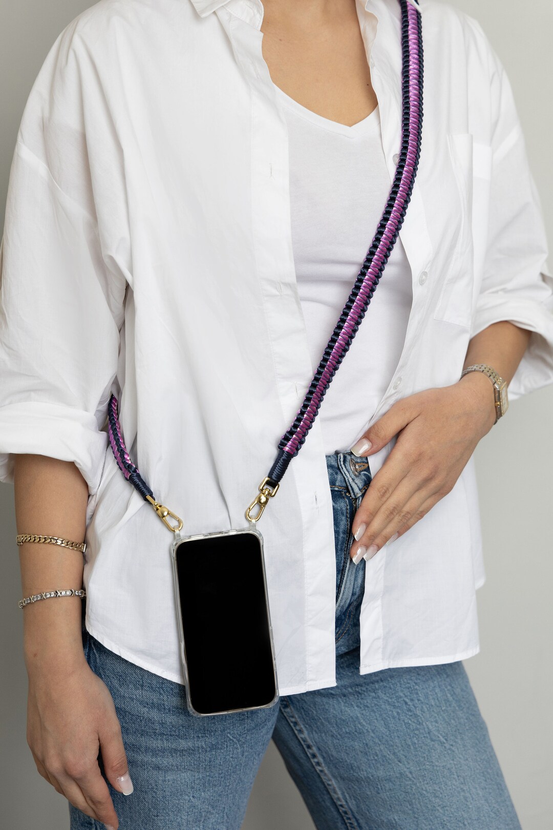 Handmade Macrame Phone Strap/ Crossbody Phone Strap/ iPhone Case With ...