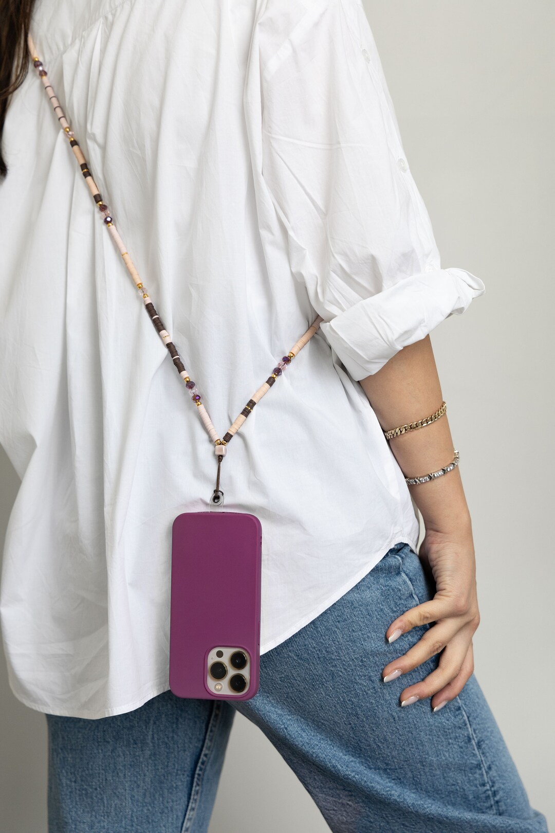 Beaded Crossbody Phone Strap / iPhone Case With Long Strap / Handmade ...