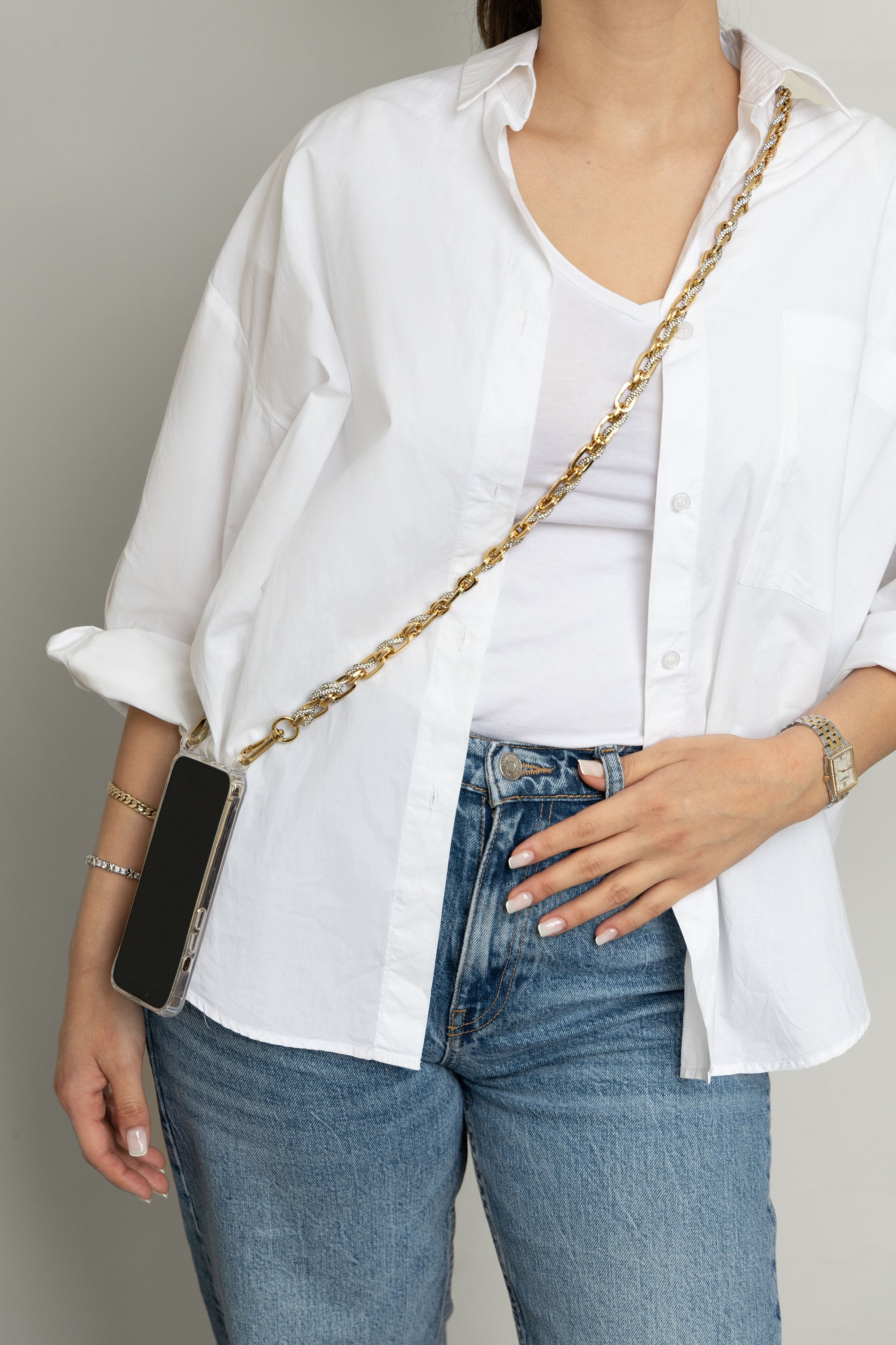 Silvergold Chic/crossbody Phone Strap / iPhone Case With Long Strap ...