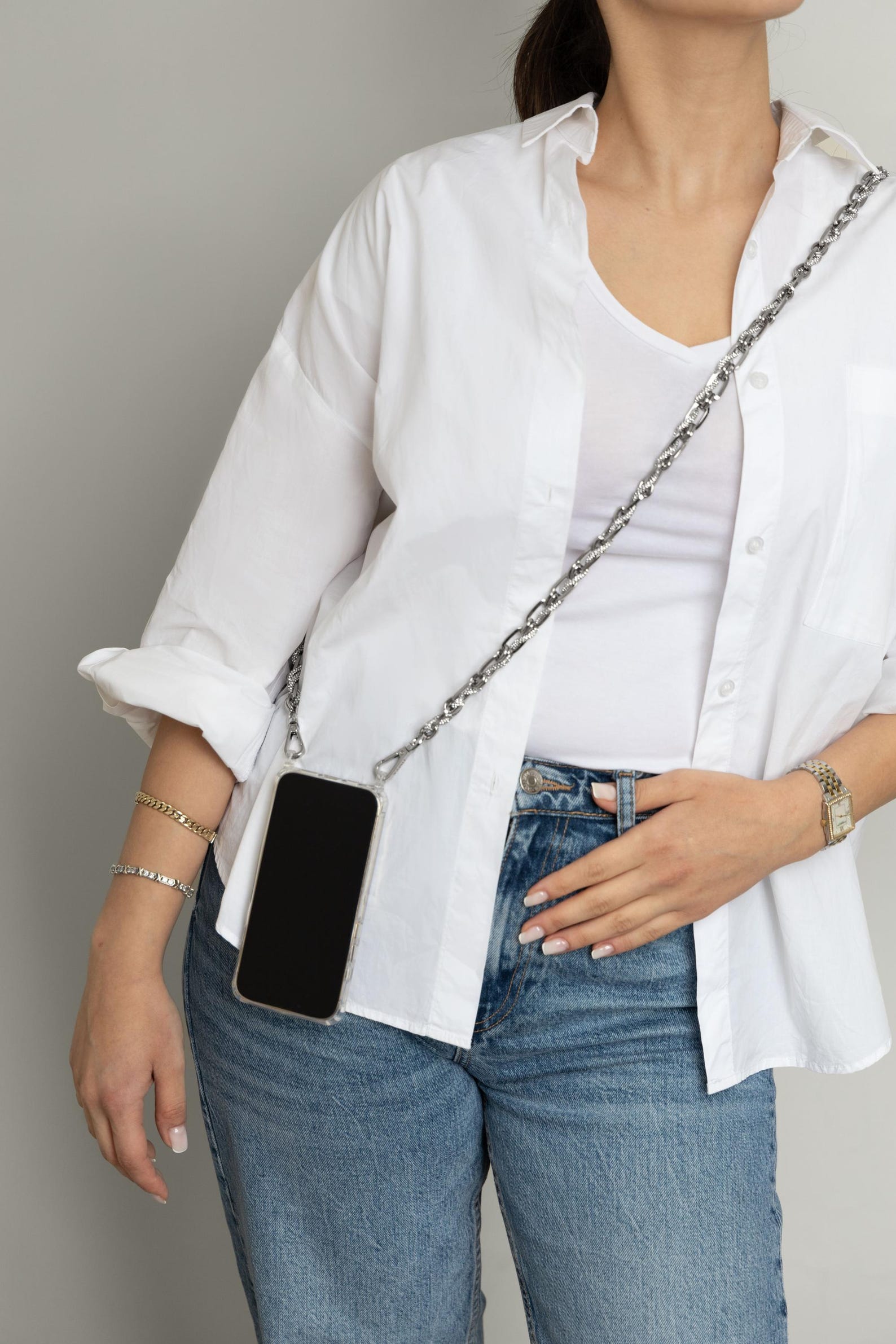 Silvergold Chic/crossbody Phone Strap / iPhone Case With Long Strap ...