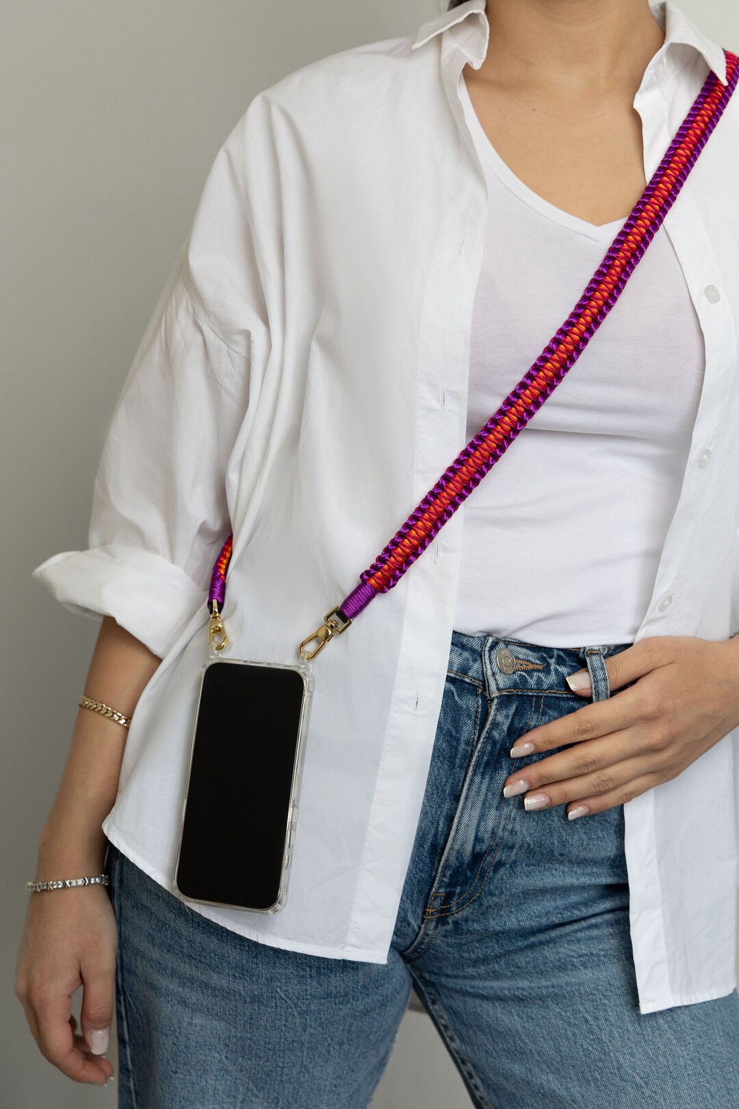 Handmade Macrame Phone Strap/ Crossbody Phone Strap/ iPhone Case With ...