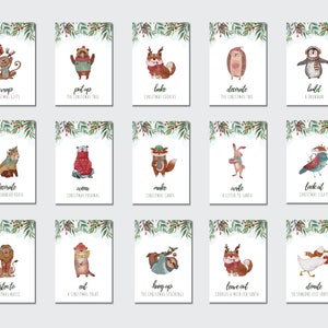 Festive Animal Christmas Advent Activity Cards: Set of 30 (instant ...