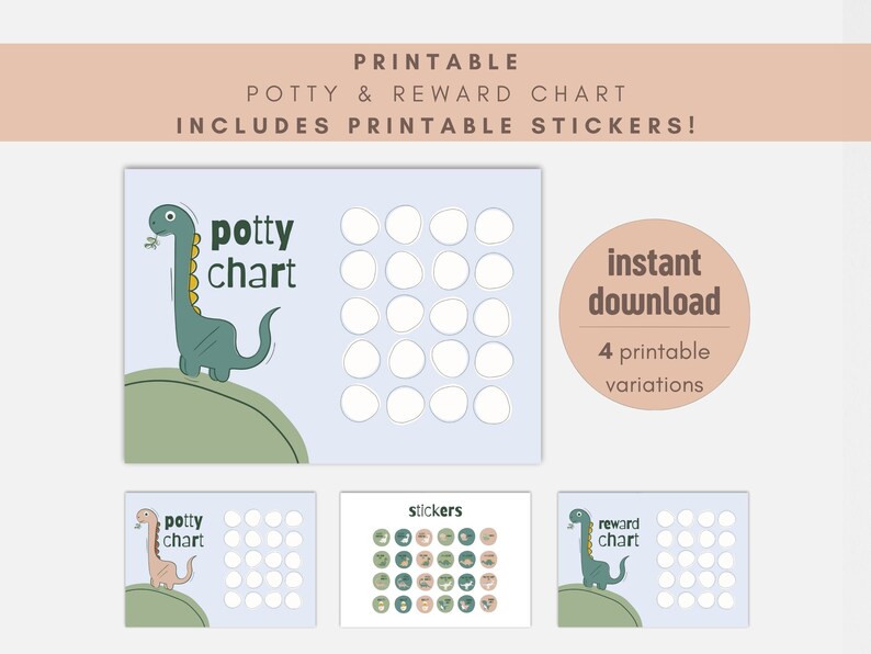 Printable Potty Chart | Reward Chart | Dinosaur Potty Training Chart ...