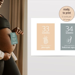 Pregnancy Milestone Cards: Boho Baby Size Tracker (digital Download) - Etsy