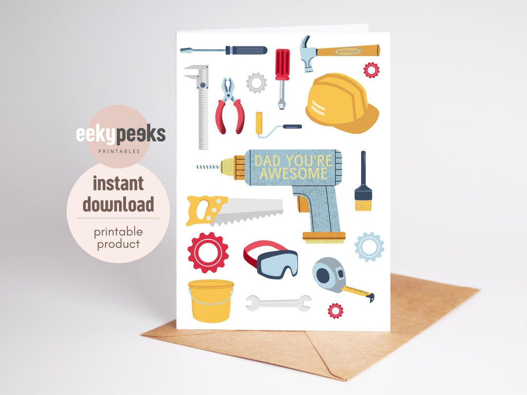 Printable Father's Day Card: Handyman Dad Tools (instant Download) - Etsy