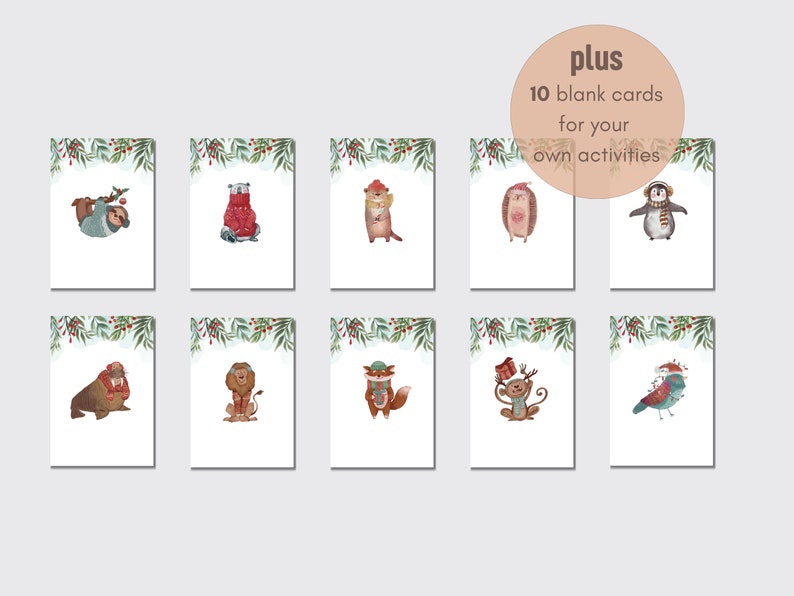 Festive Animal Christmas Advent Activity Cards: Set of 30 (instant ...