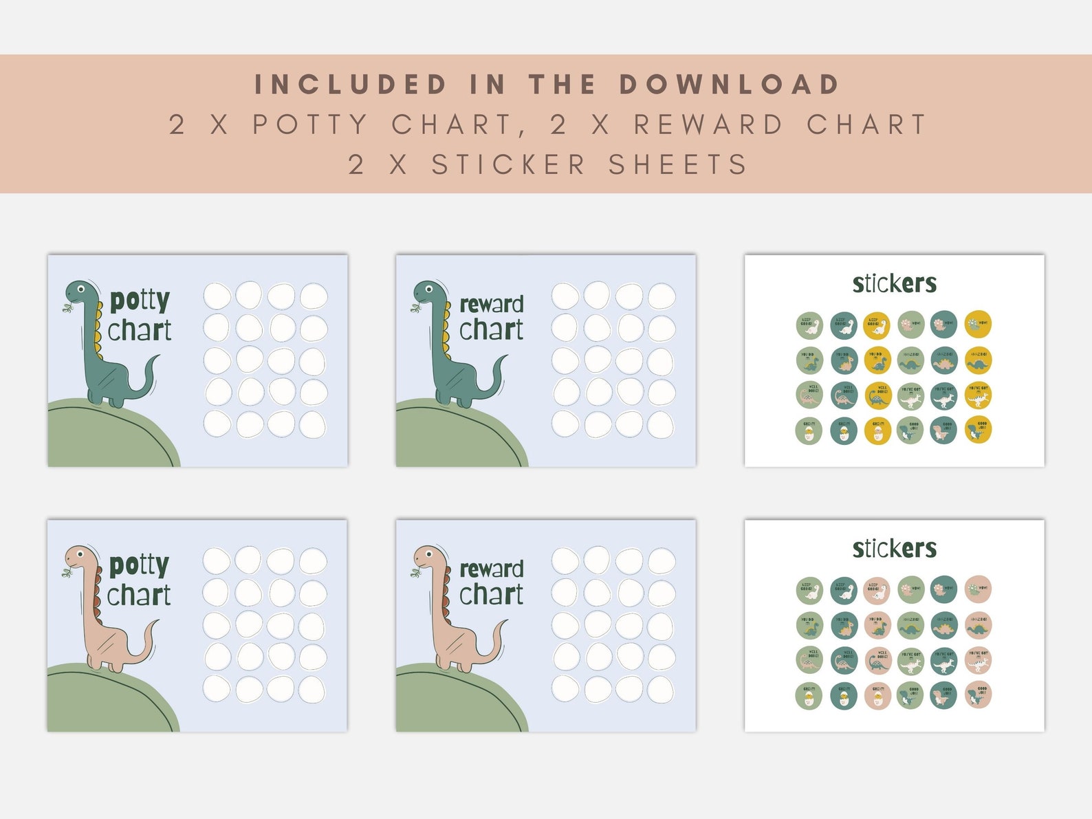 Printable Potty Chart Reward Chart Dinosaur Potty Training Chart ...
