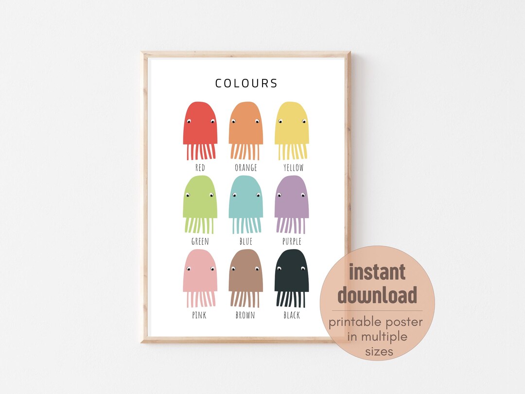 Jellyfish Colours Poster: Sea Life Nursery Decor (digital Download) - Etsy