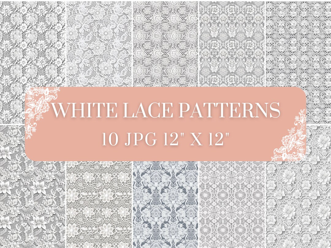 White Lace Digital Paper Delicate Scrapbooking Romantic Patterns ...