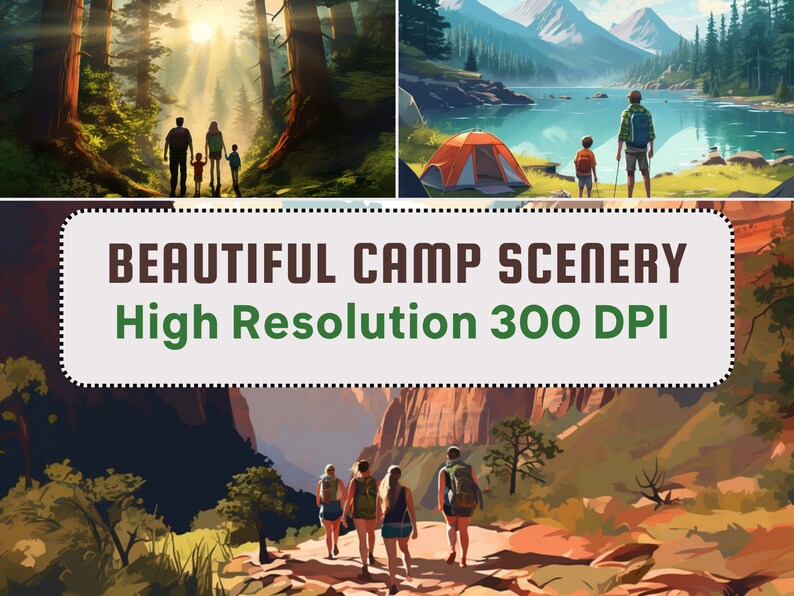 Camping Digital Paper Outdoor Scrapbooking Adventure Patterns Hiking ...