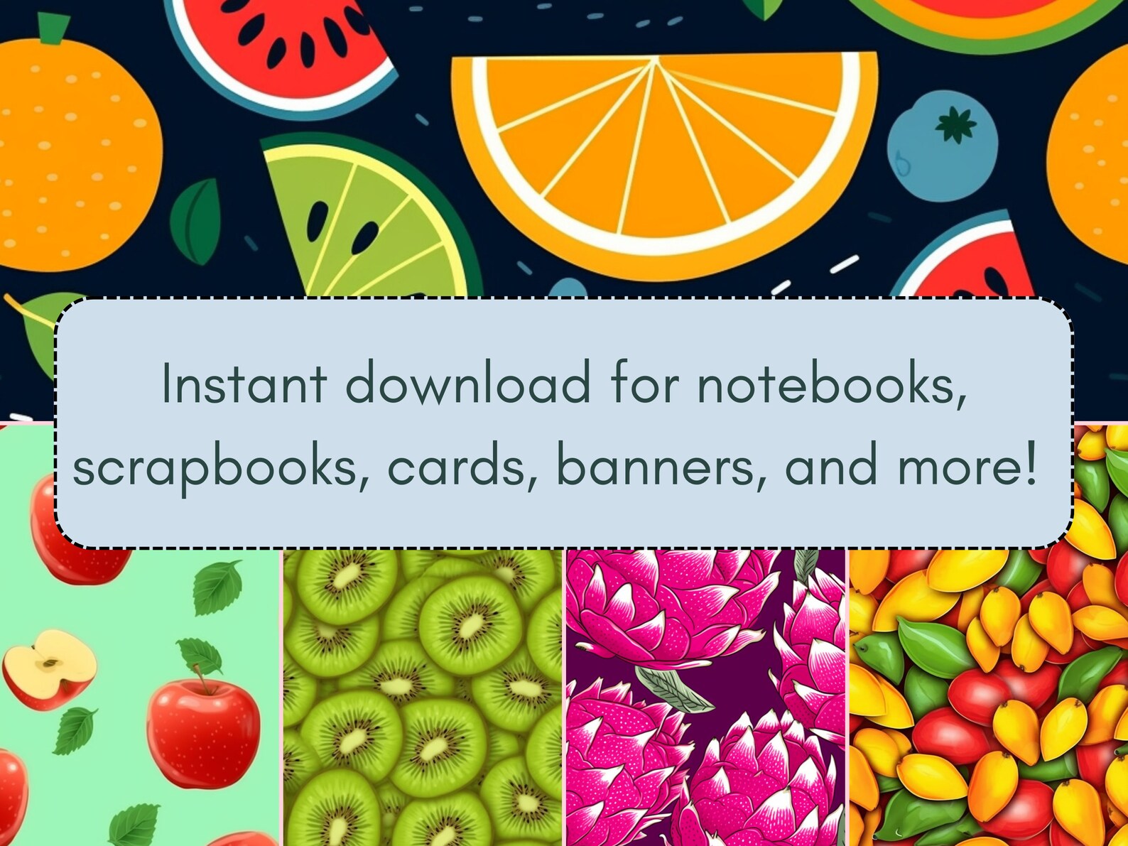 Summer Fruit Digital Pattern Scrapbooking Paper Fruitful Design ...