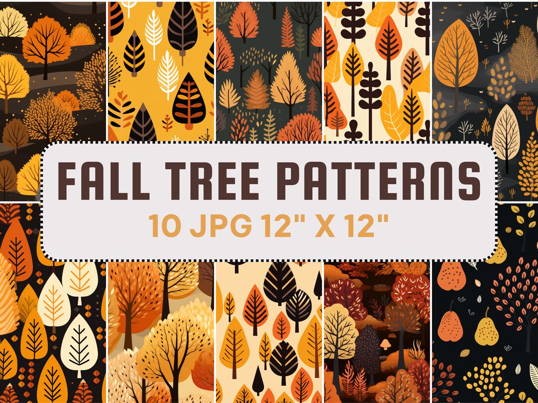 Fall Tree Patterns Autumn Foliage Harvest Scrapbook Digital Download ...