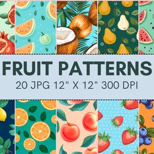 Summer Fruit Digital Pattern Scrapbooking Paper Fruitful Design ...