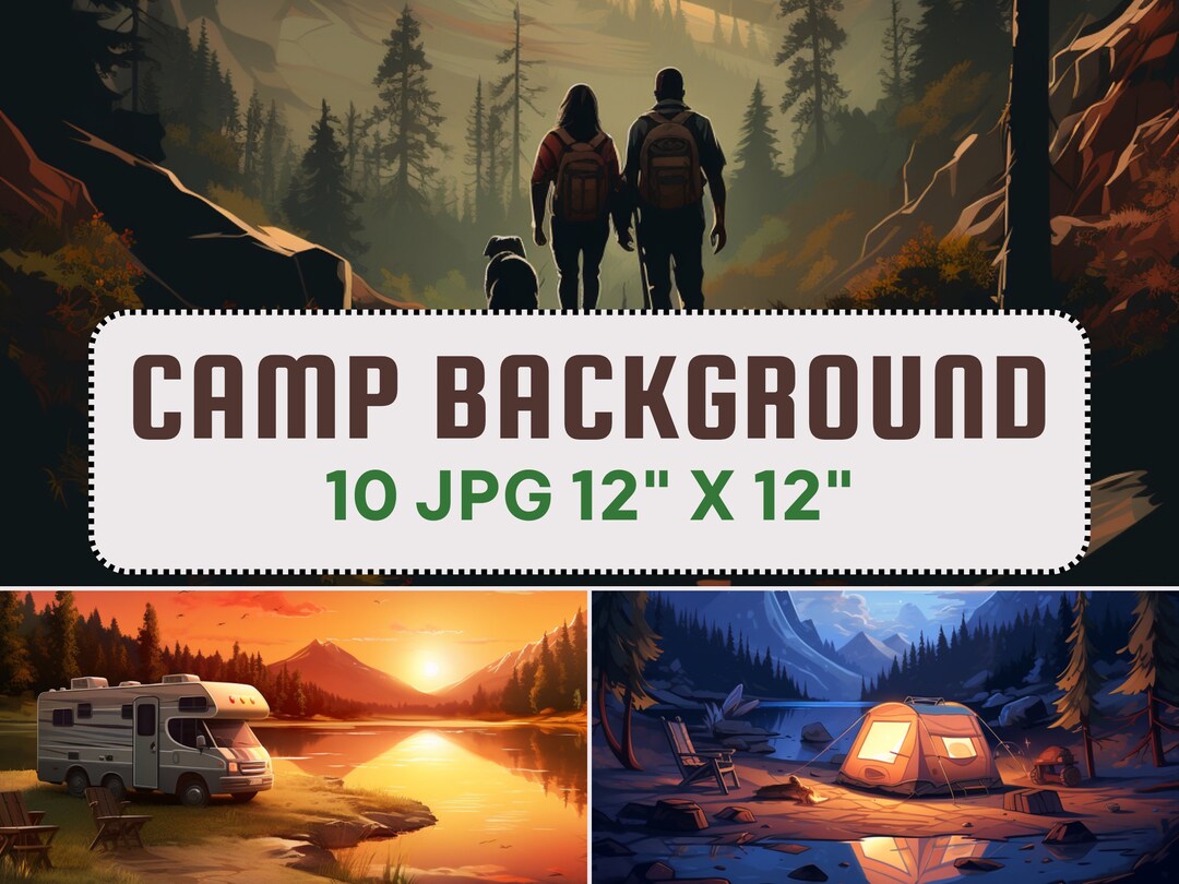 Camping Digital Paper Outdoor Scrapbooking Adventure Patterns Hiking ...