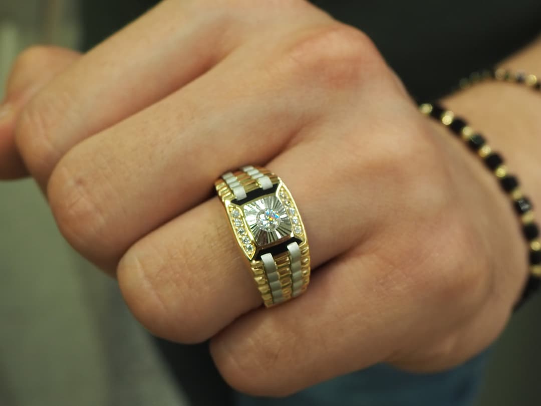 14k Solid Gold Ring for Men, 14k Men's Rings, 14k Statement Rings,14k ...