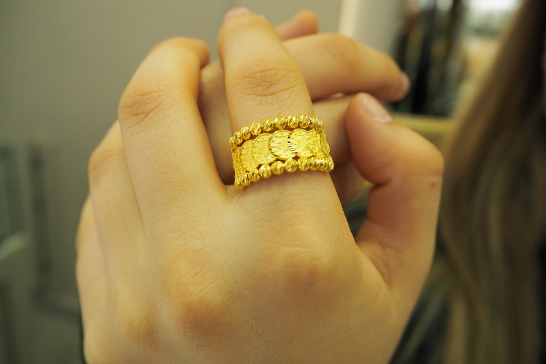 22k Solid Gold Ring for Woman, 22k Womans Rings, Statement Rings ...