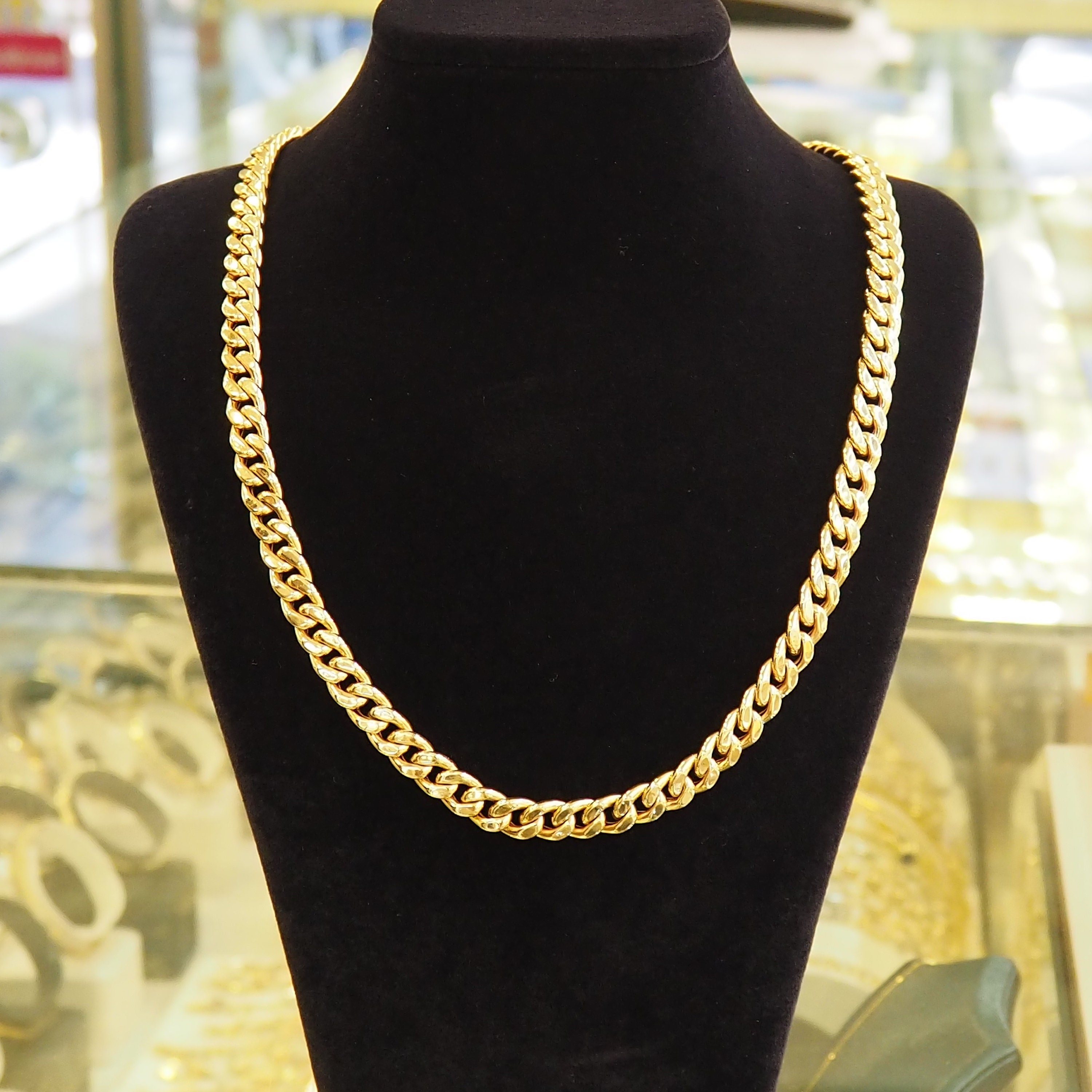 14k Solid Gold Curb Chain Necklace 14k Gold Miami Cuban 7.3 - Etsy