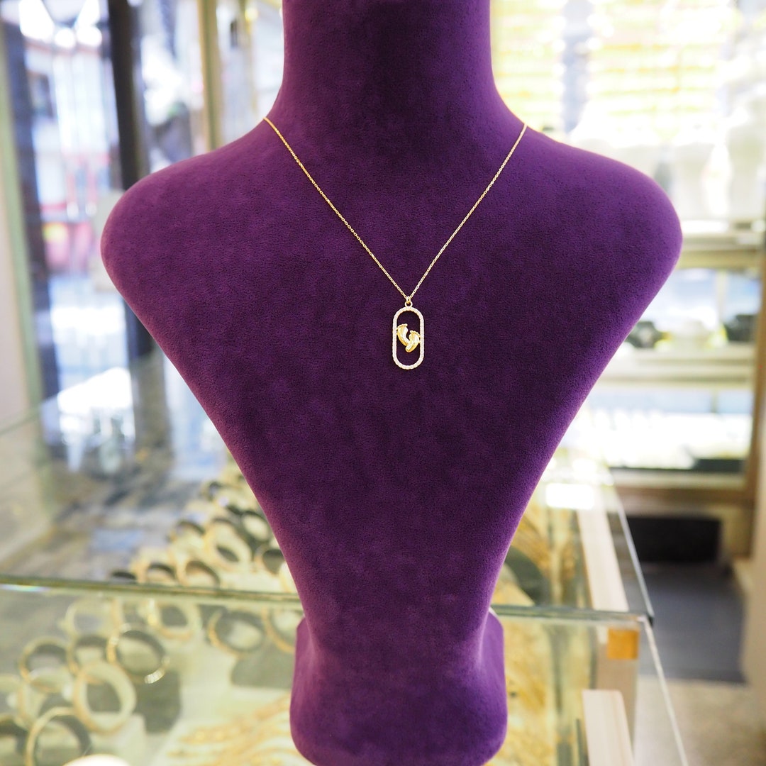 14k Solid Gold Baby Feet Pendant, Newborn Baby Feet Charm, Gold Baby ...