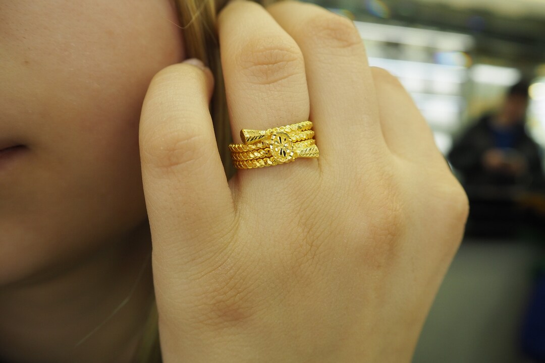 22k Solid Gold Ring for Woman, 22k Womans Rings, Statement Rings ...