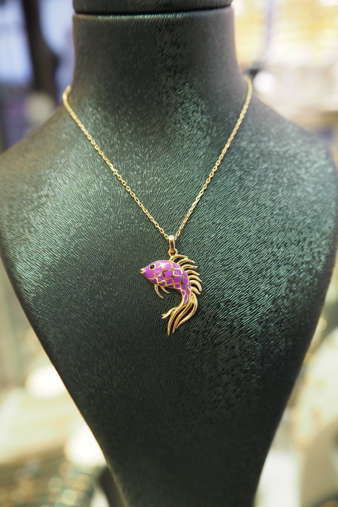 14k Gold Fish Pendant, 14k Gold Fish Charm, Gift for Her, Minimal Gold ...