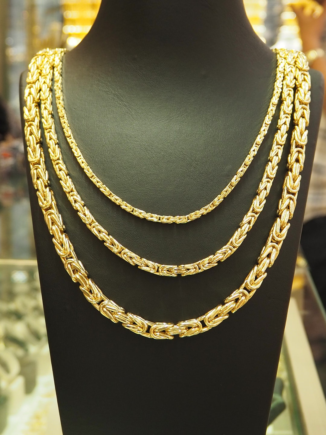 14k Real Gold Byzantine Chain Necklace, 14k Gold Byzantine , 6mm 14k ...