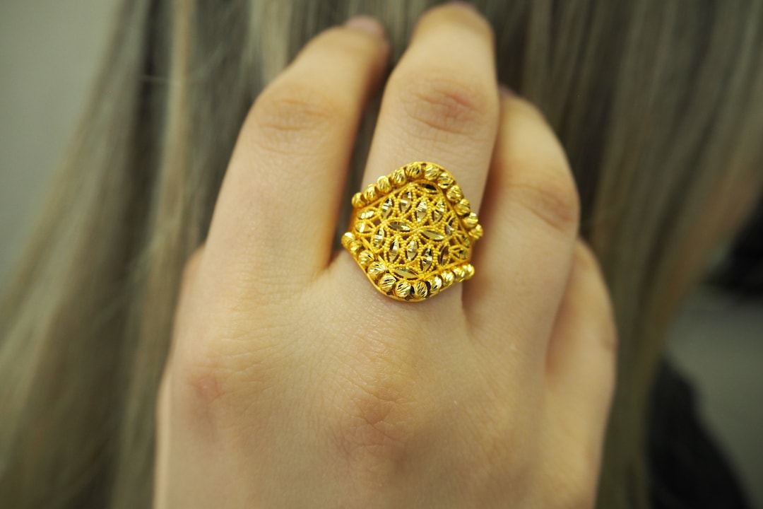22k Solid Gold Ring for Woman, 22k Womans Rings, Statement Rings, Stackable Rings, Womans Rings ...