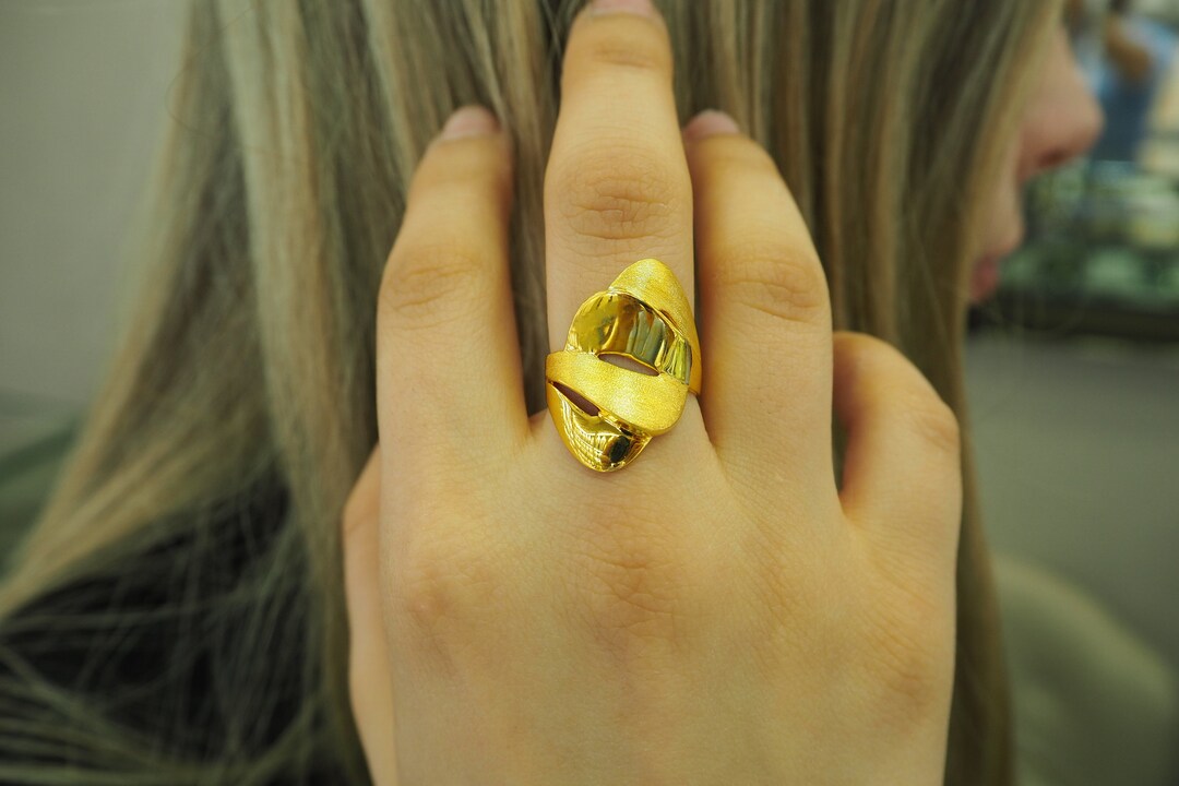 22k Solid Gold Ring for Woman, 22k Womans Rings, Statement Rings ...