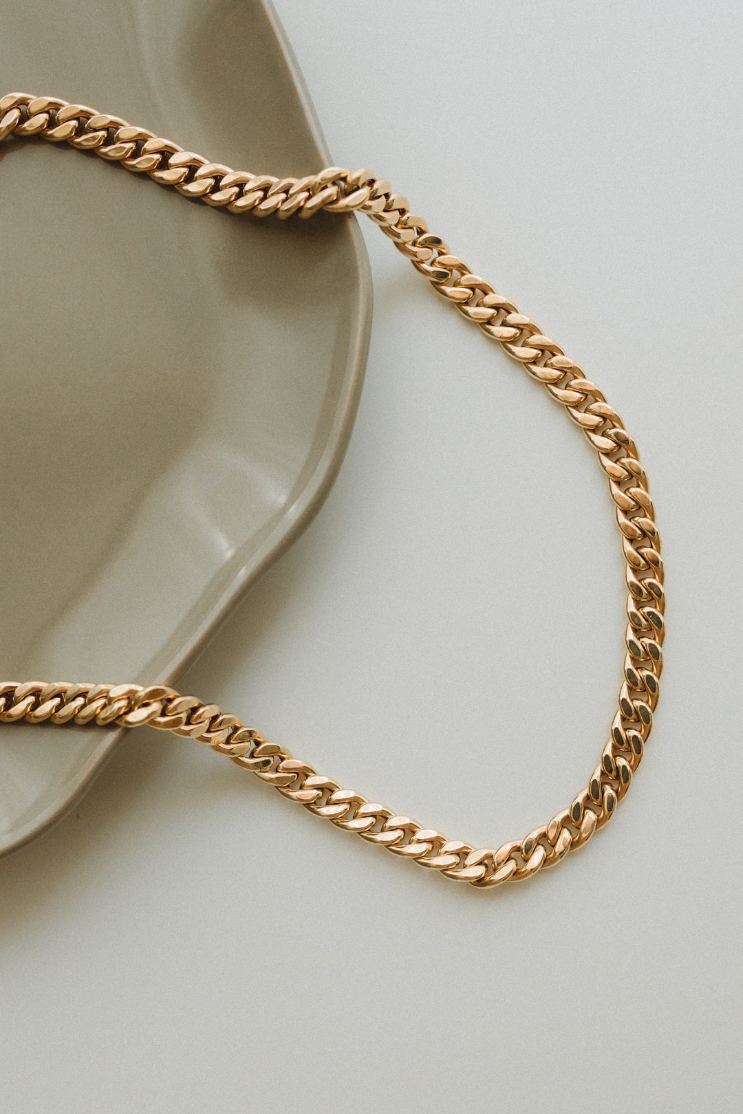 14k Solid Gold Curb Chain Necklace, 14k Miami Cuban, 7.3 Mm 14k Curb ...