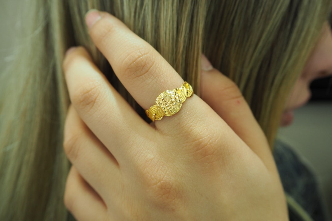 22k Solid Gold Ring for Woman, 22k Womans Rings, Statement Rings ...