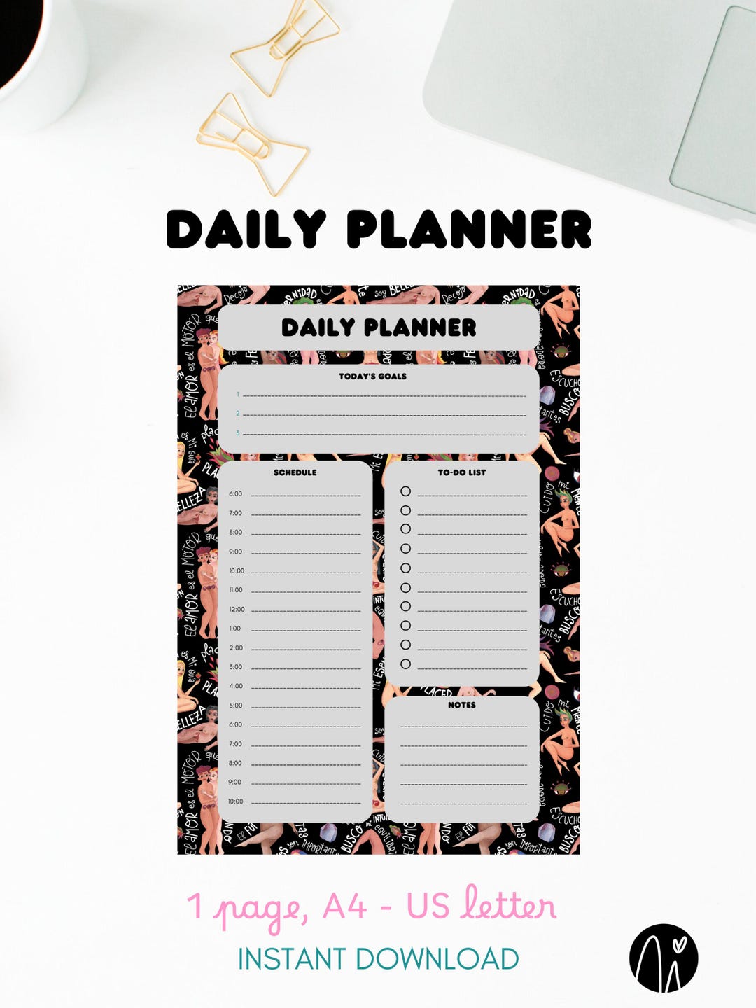 English Daily Planner Printable – Organize Your Day With Color – A4 ...
