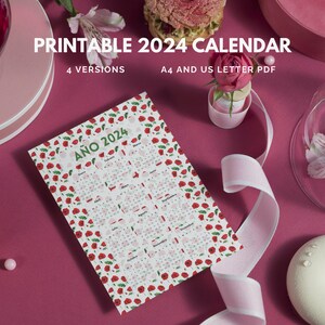 2024 Printable Wall Calendar 2024 One Page Calendar in Spanish A4 & US ...